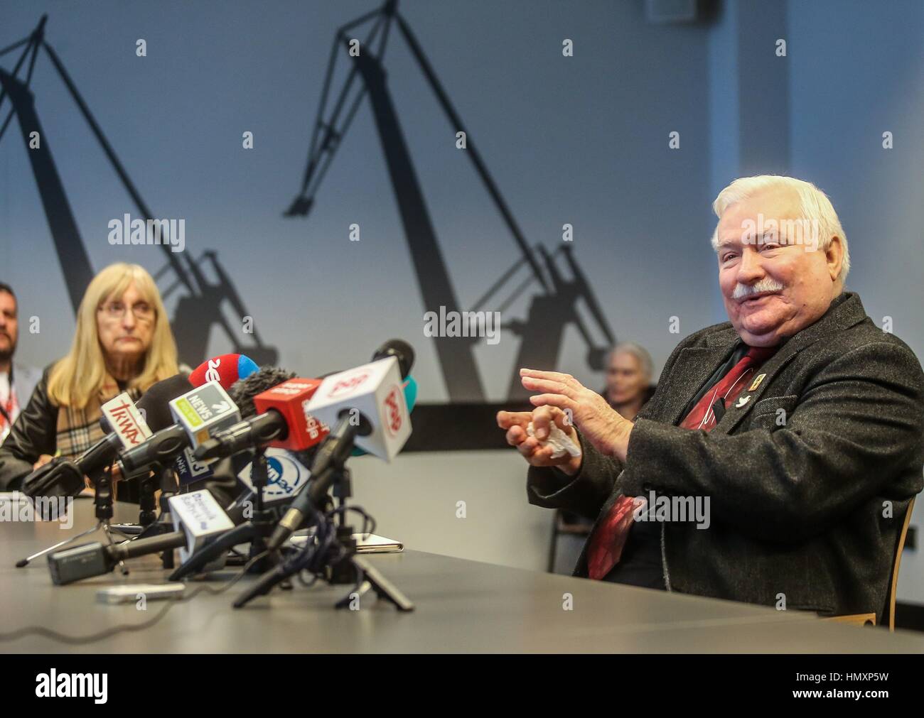 Gdansk, Poland. 7th Feb, 2017. Former Polish president Lech Walesa ...