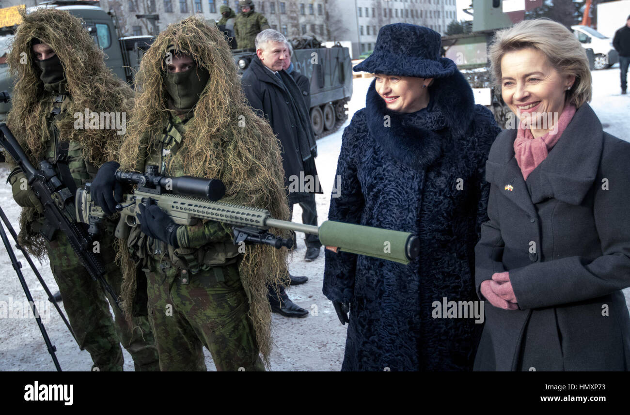 Rukla, Lithuania. 07th Feb, 2017. The German minister of defence Ursula ...