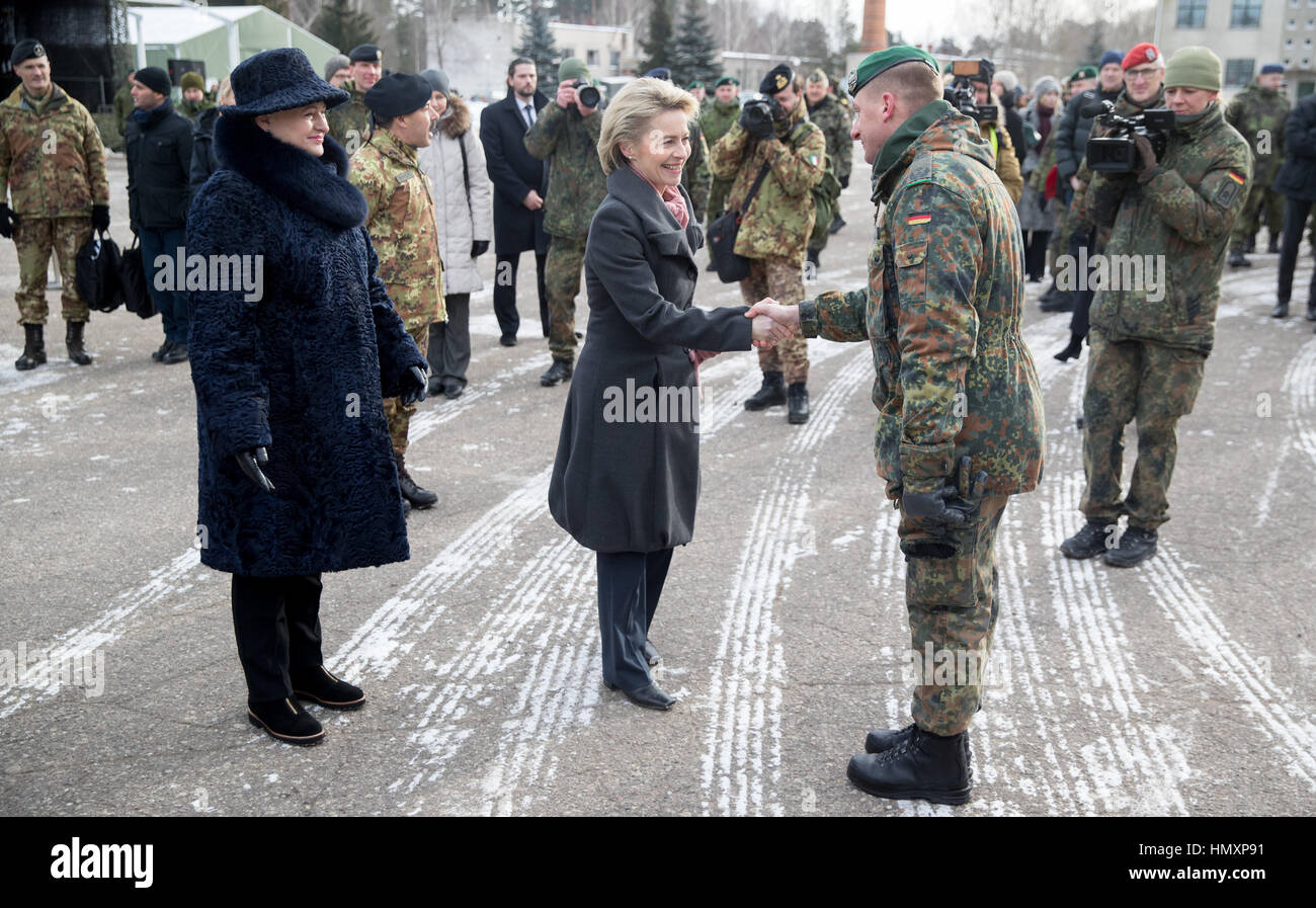 Rukla, Lithuania. 07th Feb, 2017. The German minister of defence Ursula ...