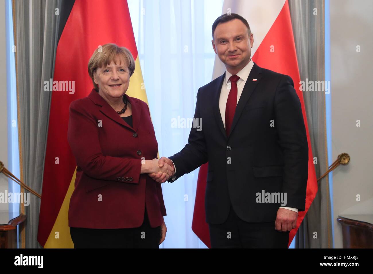 Warsaw, Poland. 07th Feb, 2017. Chancellor of Germany Angela Merkel is ...