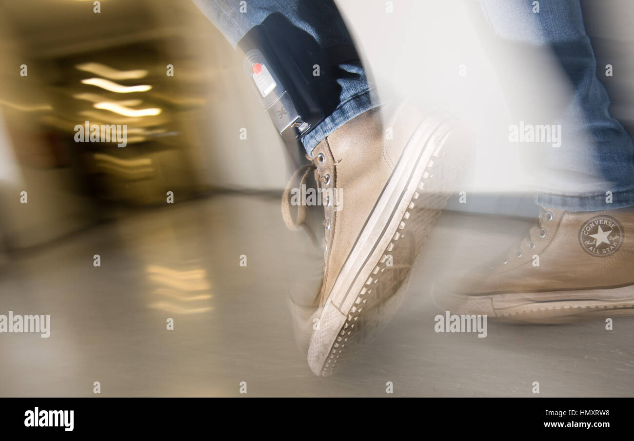 Hanover, Germany. 7th Feb, 2017. ILLUSTRATION - A man is wearing ...
