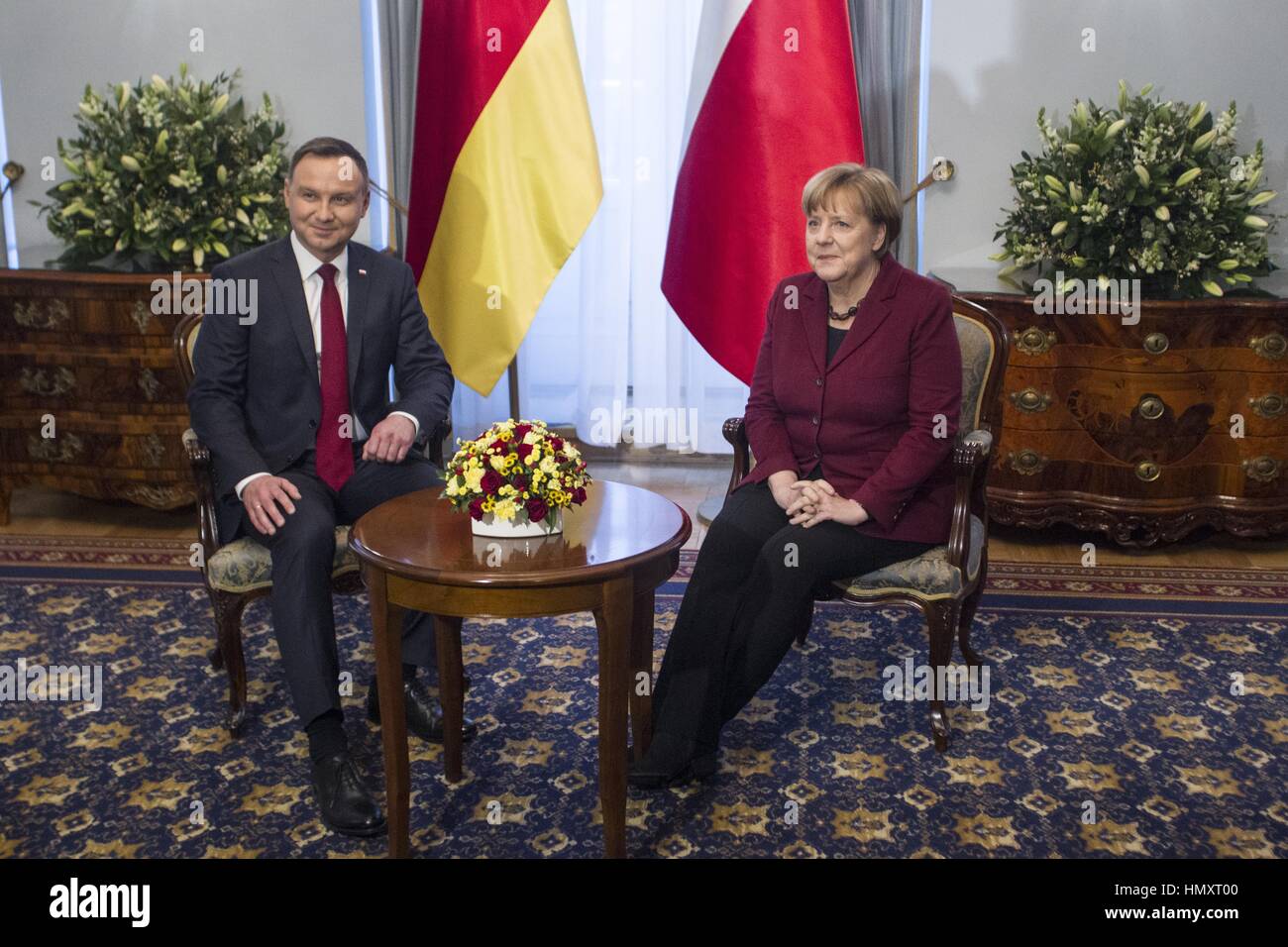 Warsaw, Poland. 07th Feb, 2017. Chancellor of Germany Angela Merkel is ...