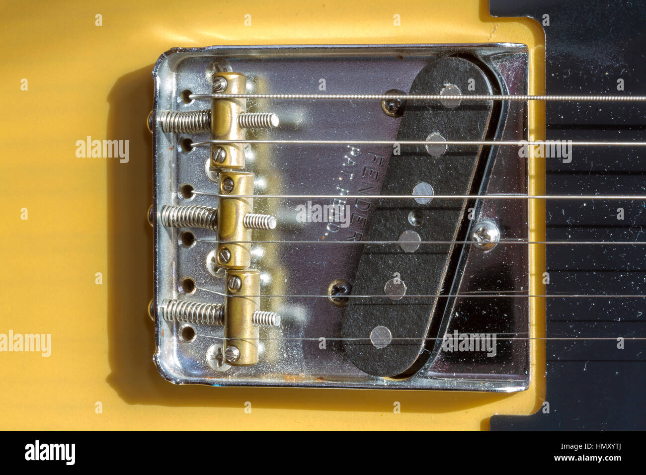Close up of Fender Telecaster electric guita with ash tray bridge plate ...