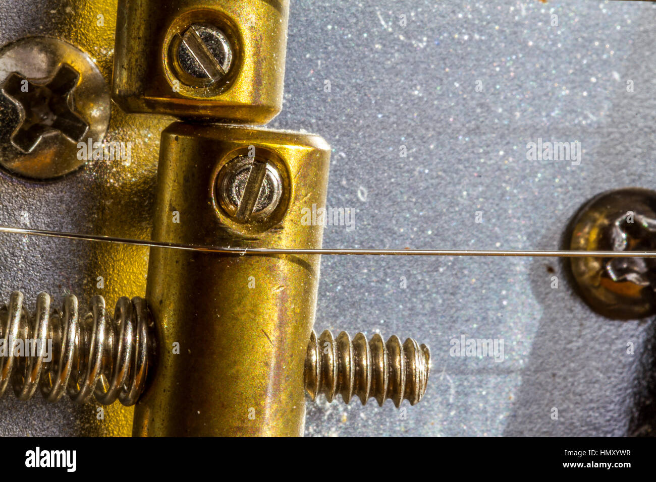 Close up of a Fender Telecaster electric guitar compensated brass ...