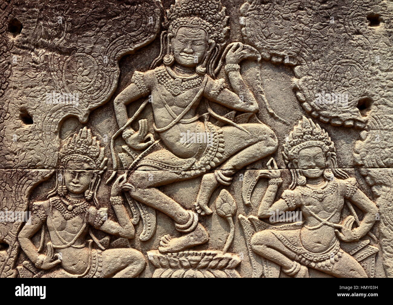 Angkor site carvings, Cambodia Stock Photo - Alamy