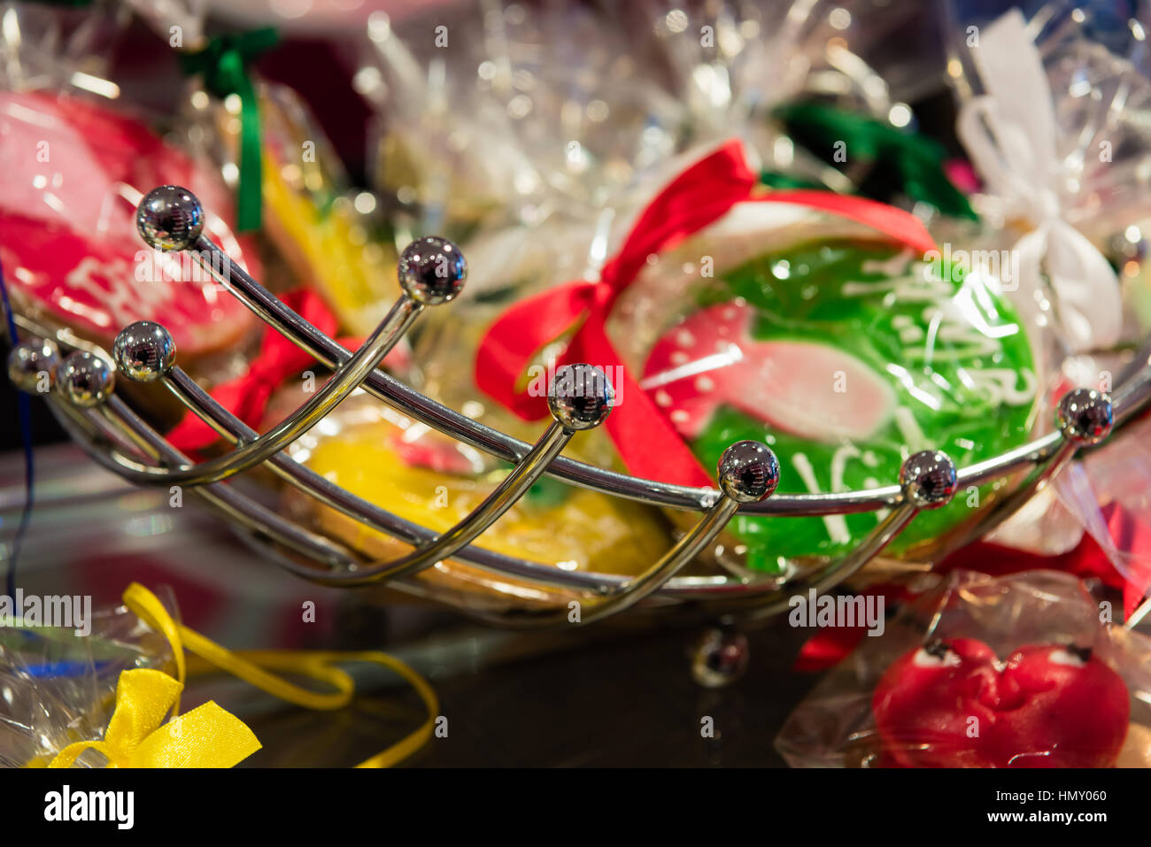 ESSEN, GERMANY - JANUARY 25, 2017: Lovely colors in a candy store ...