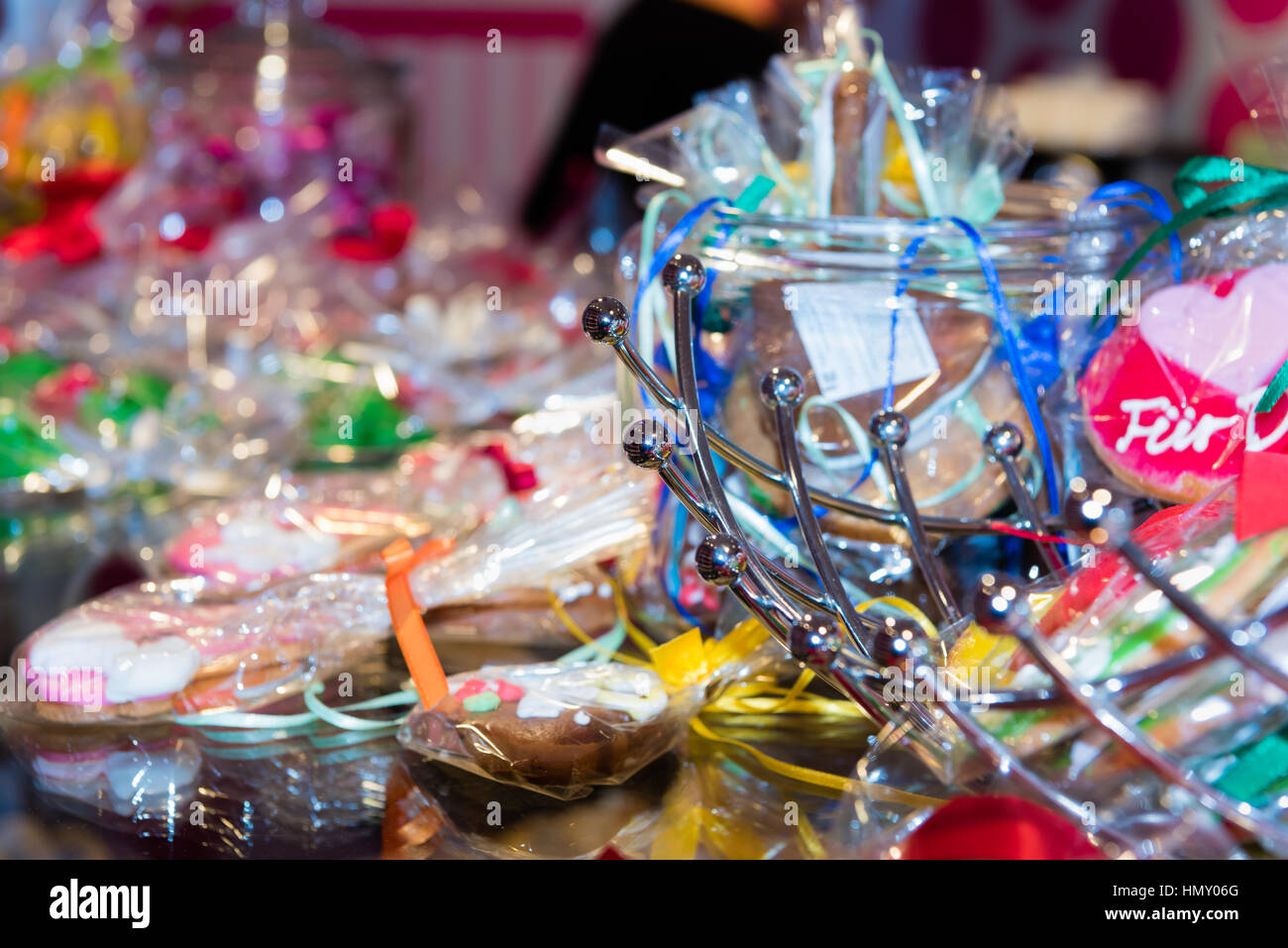 ESSEN, GERMANY - JANUARY 25, 2017: Lovely colors in a candy store ...