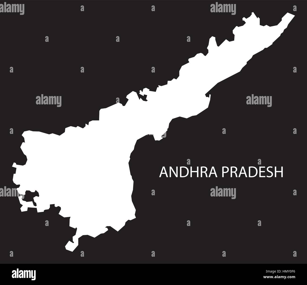 Andhra Pradesh India Map black inverted silhouette Stock Vector Image ...