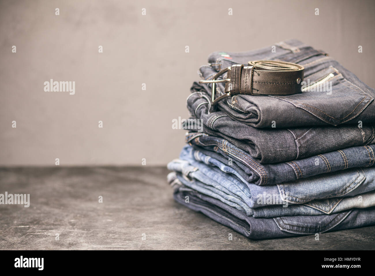 Pile of jeans Stock Photo - Alamy