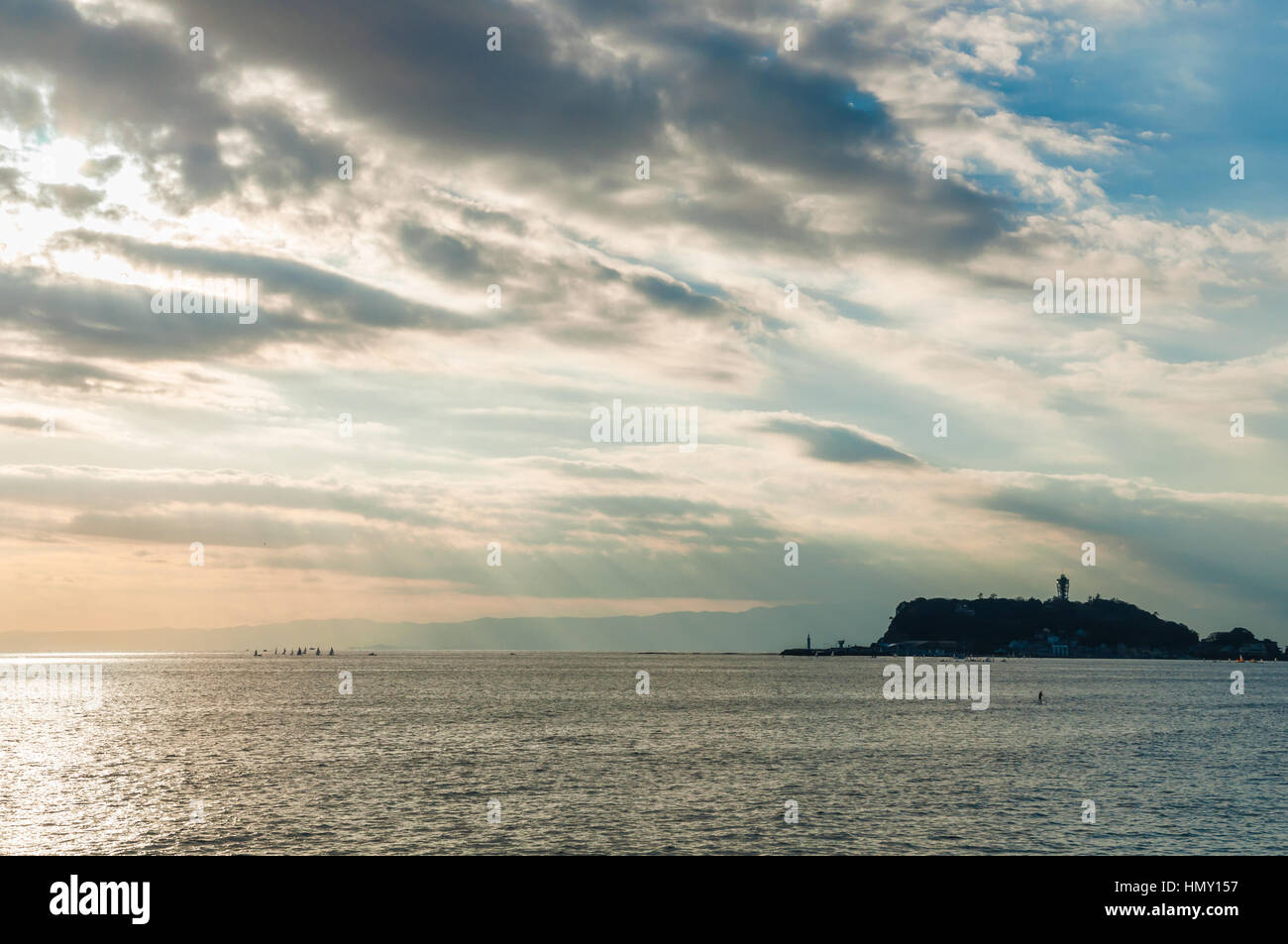 Sunset at Enoshima island,Japan Stock Photo - Alamy