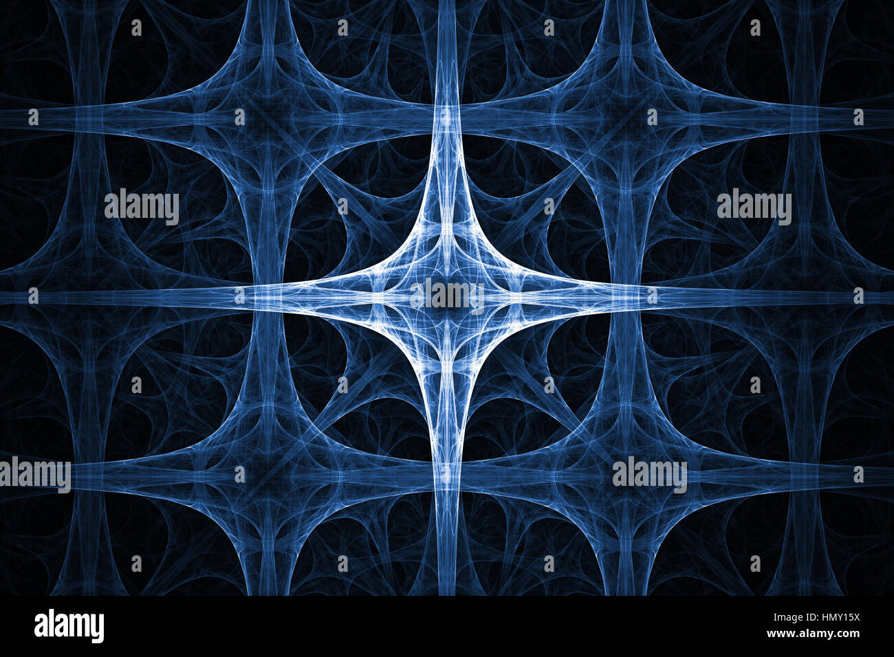 Blue spikes, cross design. Abstract background. Isolated on black ...
