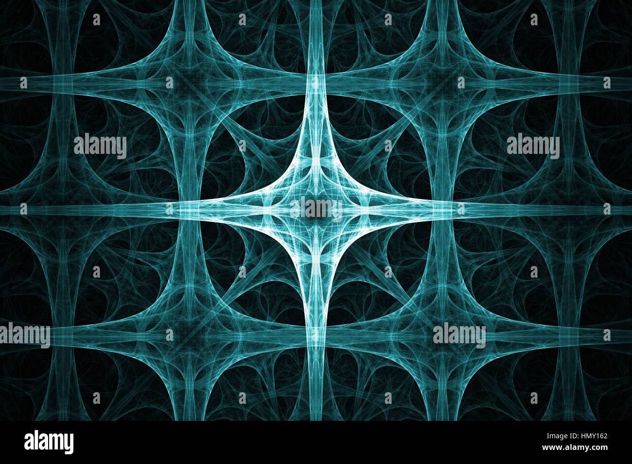 Cyan spikes, cross design. Abstract background. Isolated on black ...