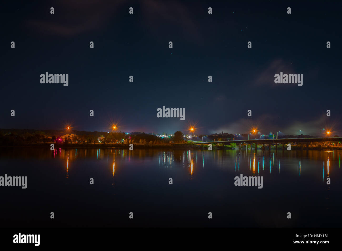 The Fredericton NB Riverside at night Stock Photo - Alamy