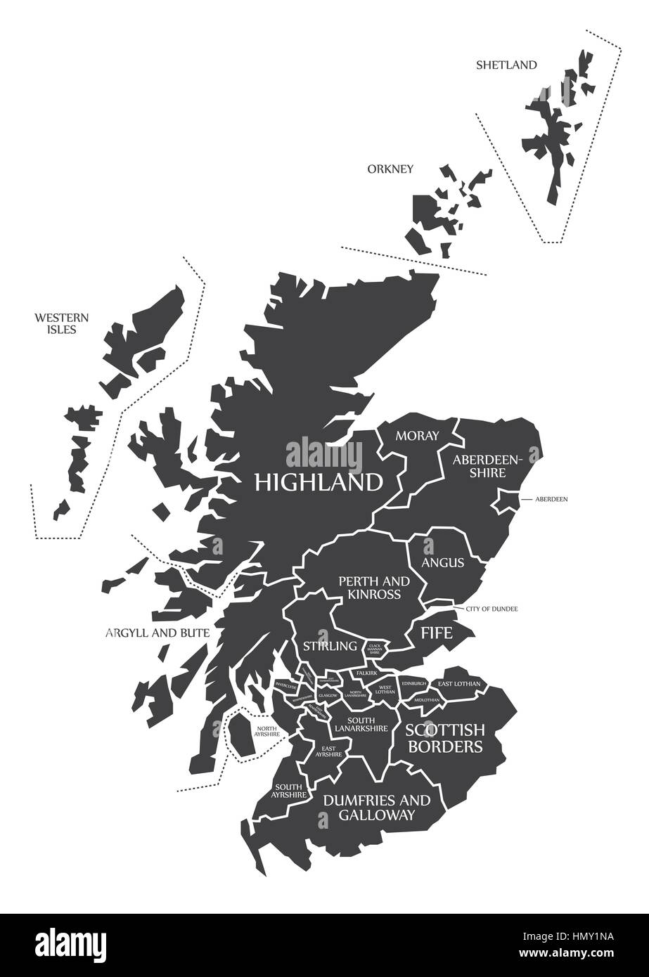 Scotland Map labelled black illustration Stock Vector Image & Art - Alamy
