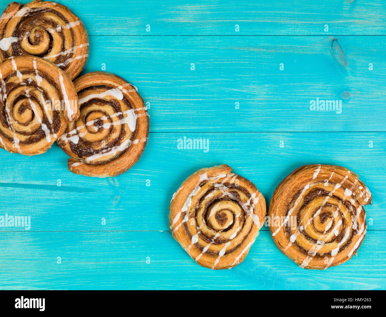 Selection Of Freshly Baked Or Cooked Iced Sweet Cinnamon Swirls Danish ...