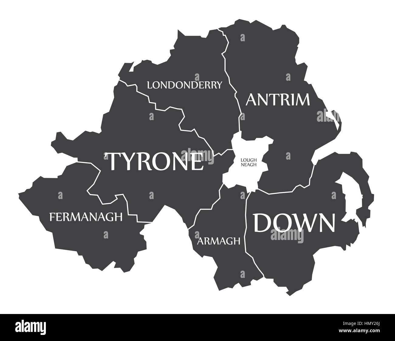 Northern ireland counties vector map hi-res stock photography and ...