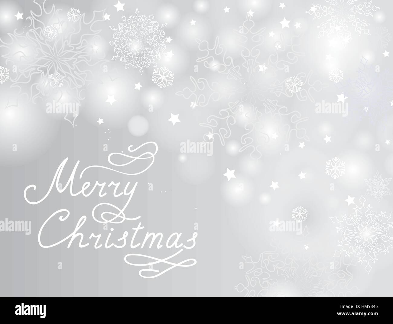 Christmas background with Snow and Handwritten Greeting Lettering MERRY ...
