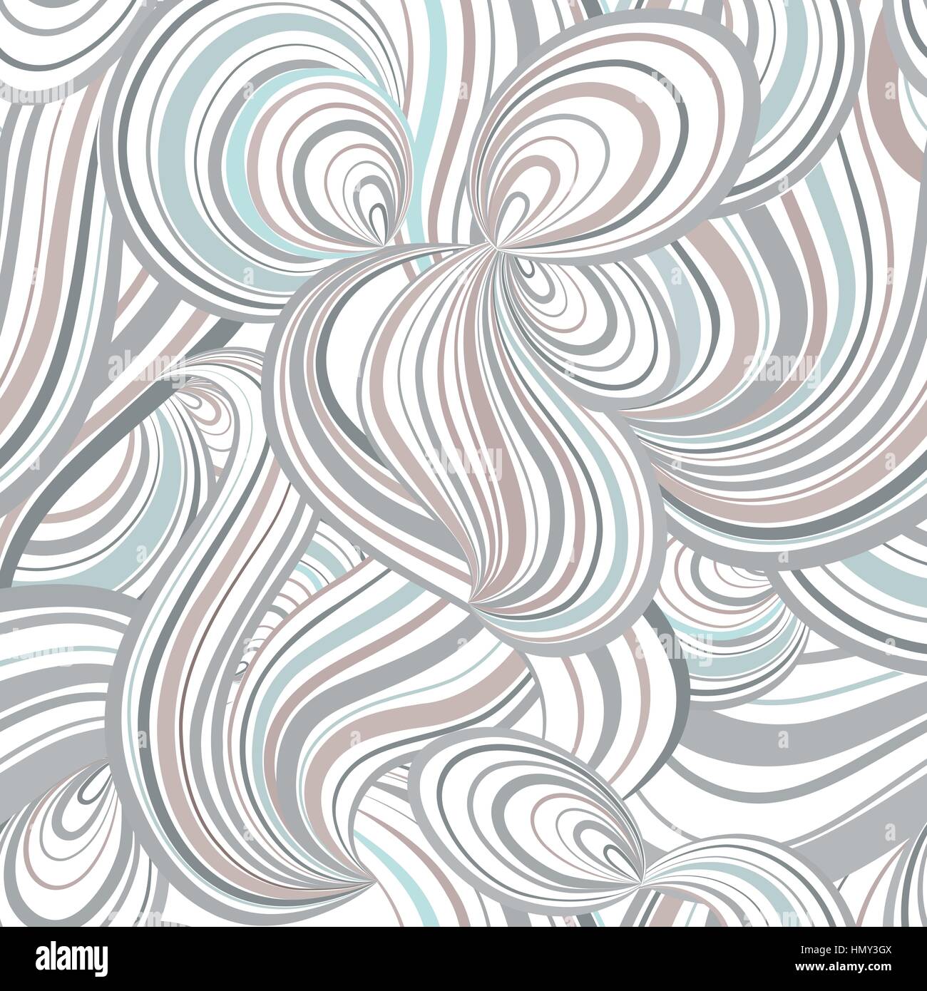 Abstract wave line and loops seamless pattern. Grid swirl wavy ...