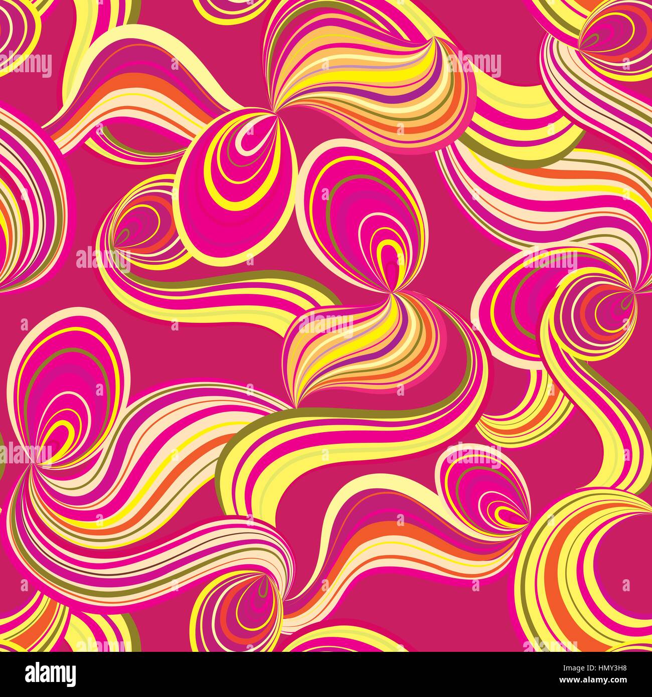Abstract wave line and loops seamless pattern. Grid swirl wavy ...