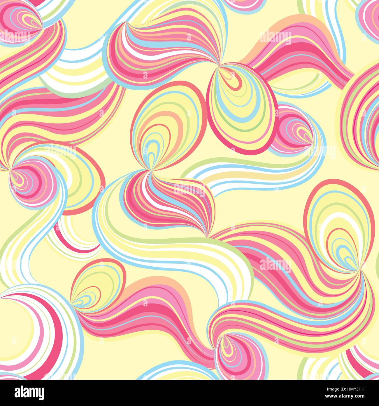 Abstract wave line and loops seamless pattern. Grid swirl wavy ...