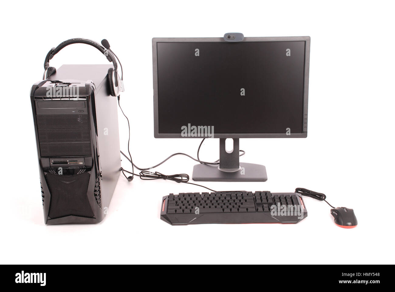 Personal Computer System: Keyboard, Mouse, Monitor. Isolated on white ...