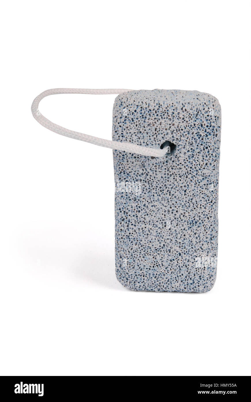 Grey pumice stone with rope on white background with soft shadow ...