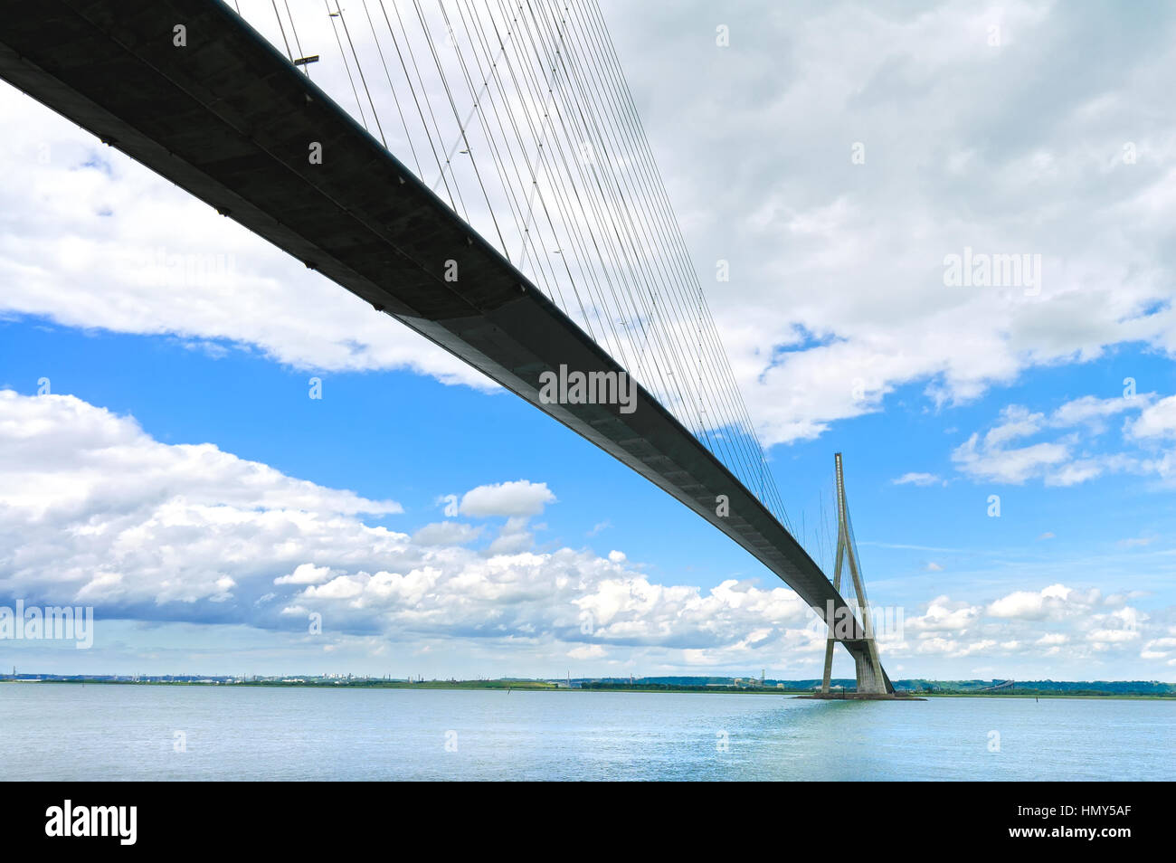 Normandy Bridge over the Seine river long exposure photography. Le ...