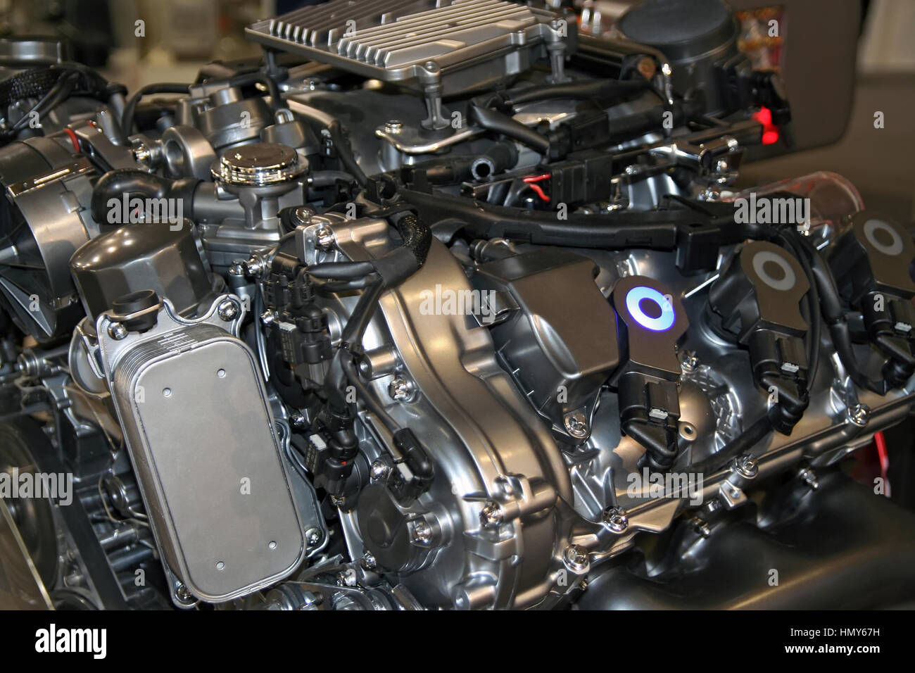 Automobile engine. Car motor engine. Gasoline powered car engine Stock ...