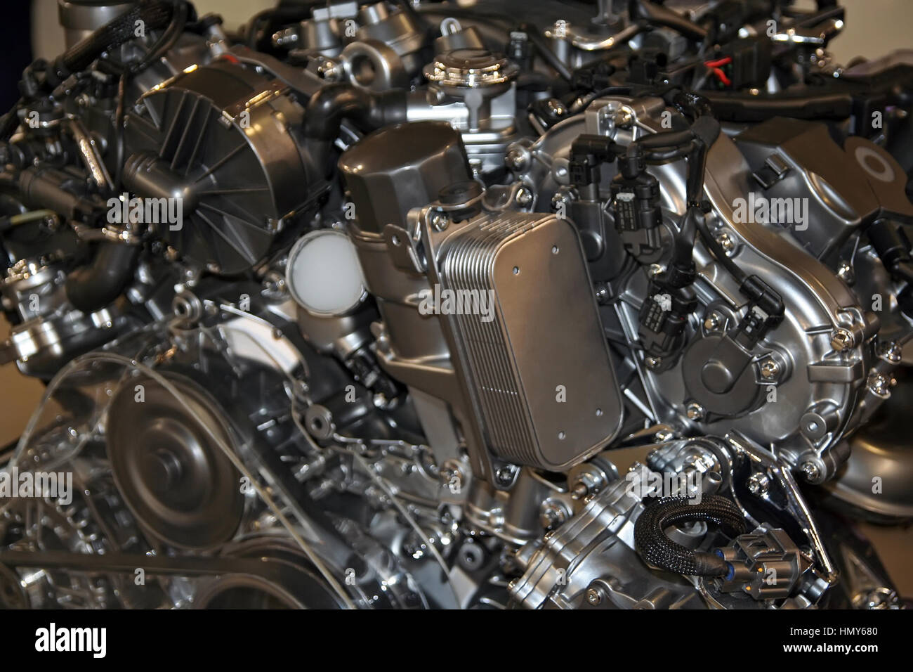 Automobile engine. Car motor engine. Gasoline powered car engine Stock ...