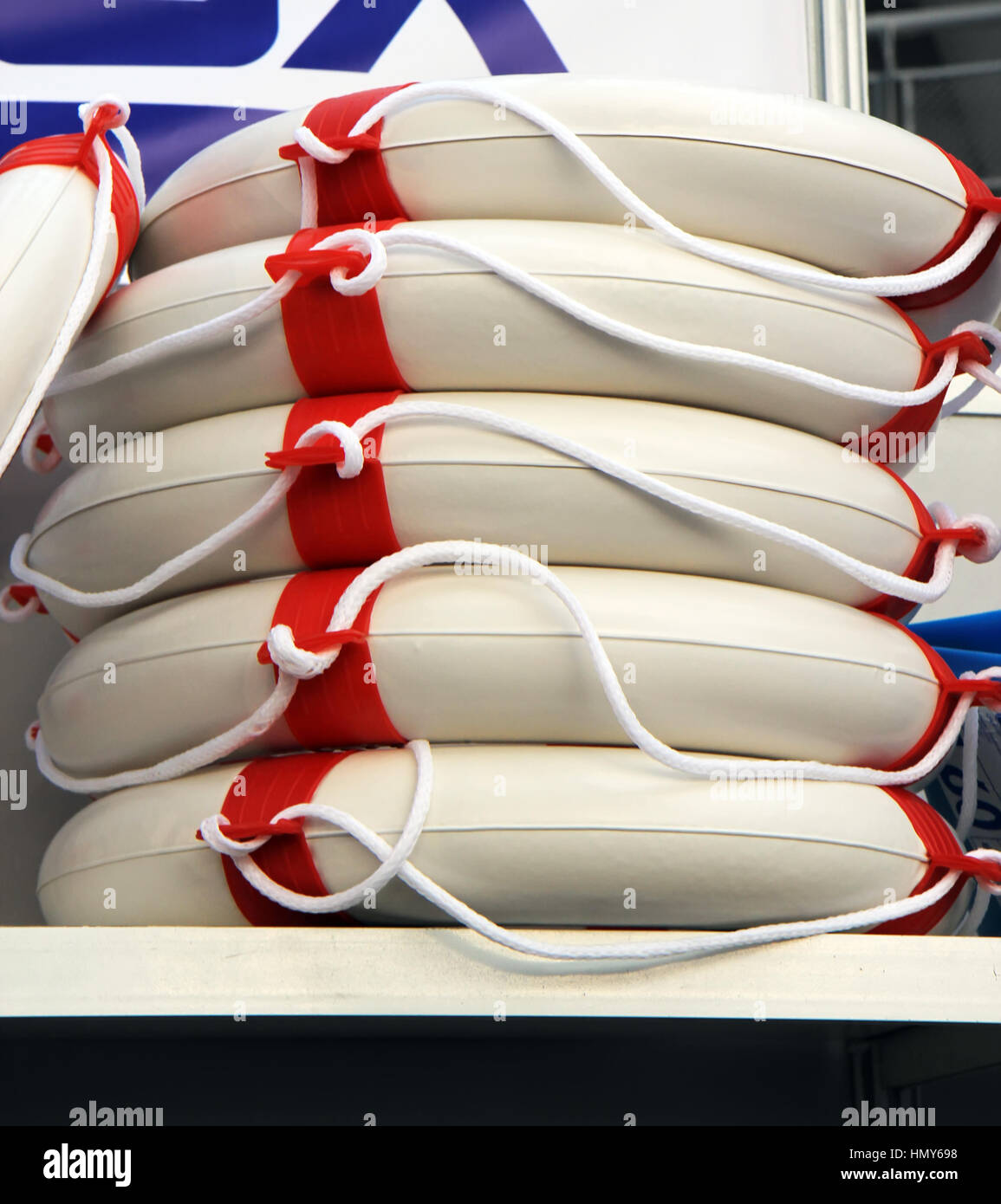 Life guard belt. Life guard boat belt. Lifesaving belt Stock Photo - Alamy