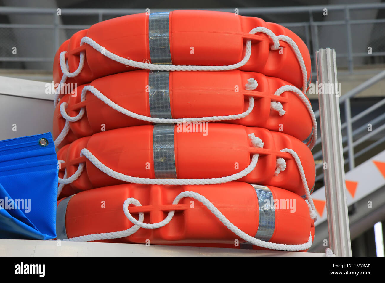 Life guard belt. Life guard boat belt. Lifesaving belt Stock Photo - Alamy