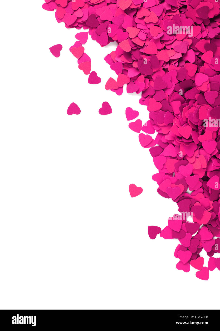 Corner frame made of paper hearts, isolated on white background ...