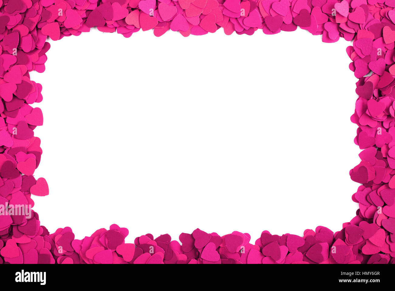 Rectangle frame made of paper hearts, isolated on white background ...