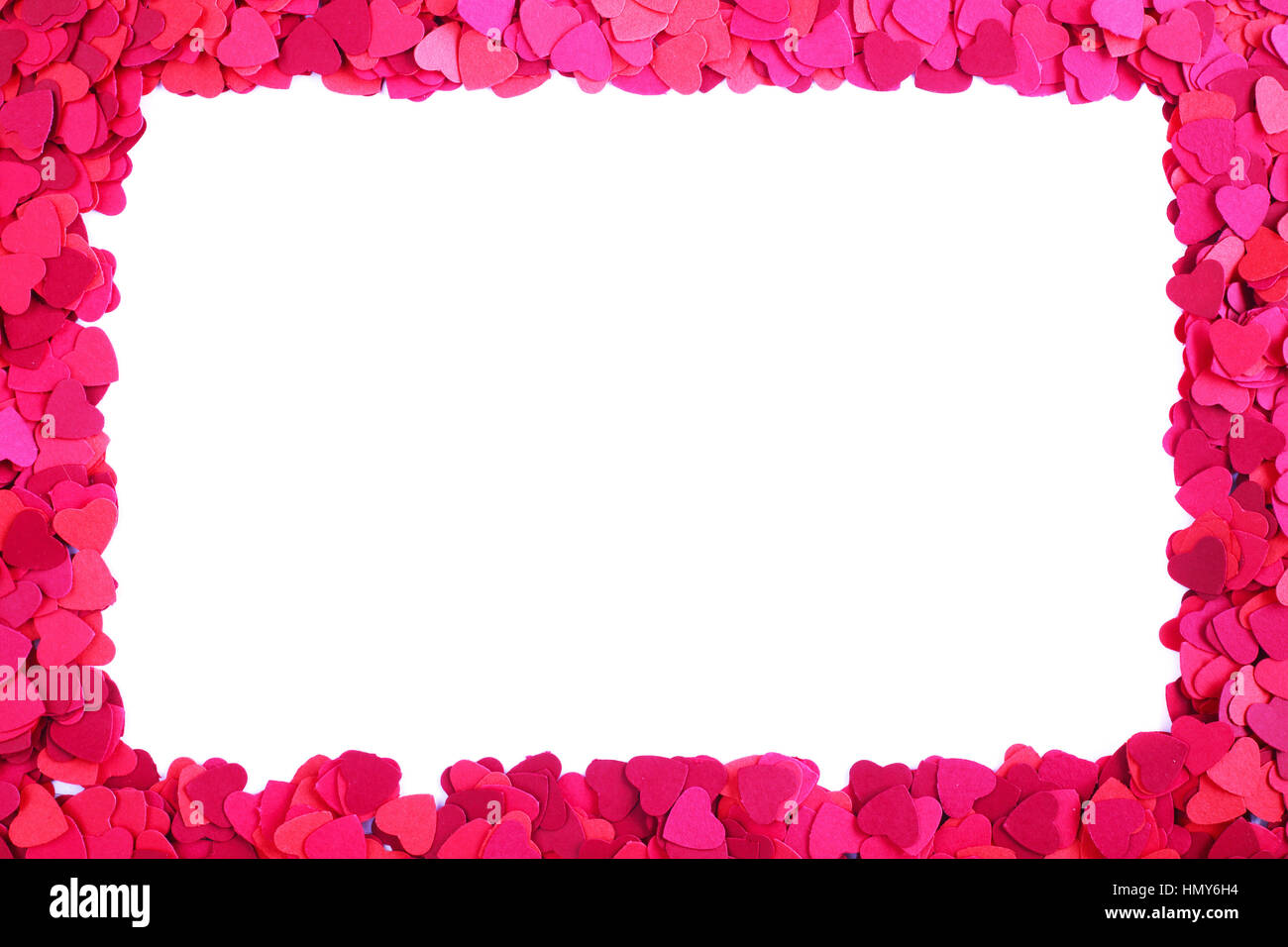 Rectangle frame made of paper hearts, isolated on white background ...