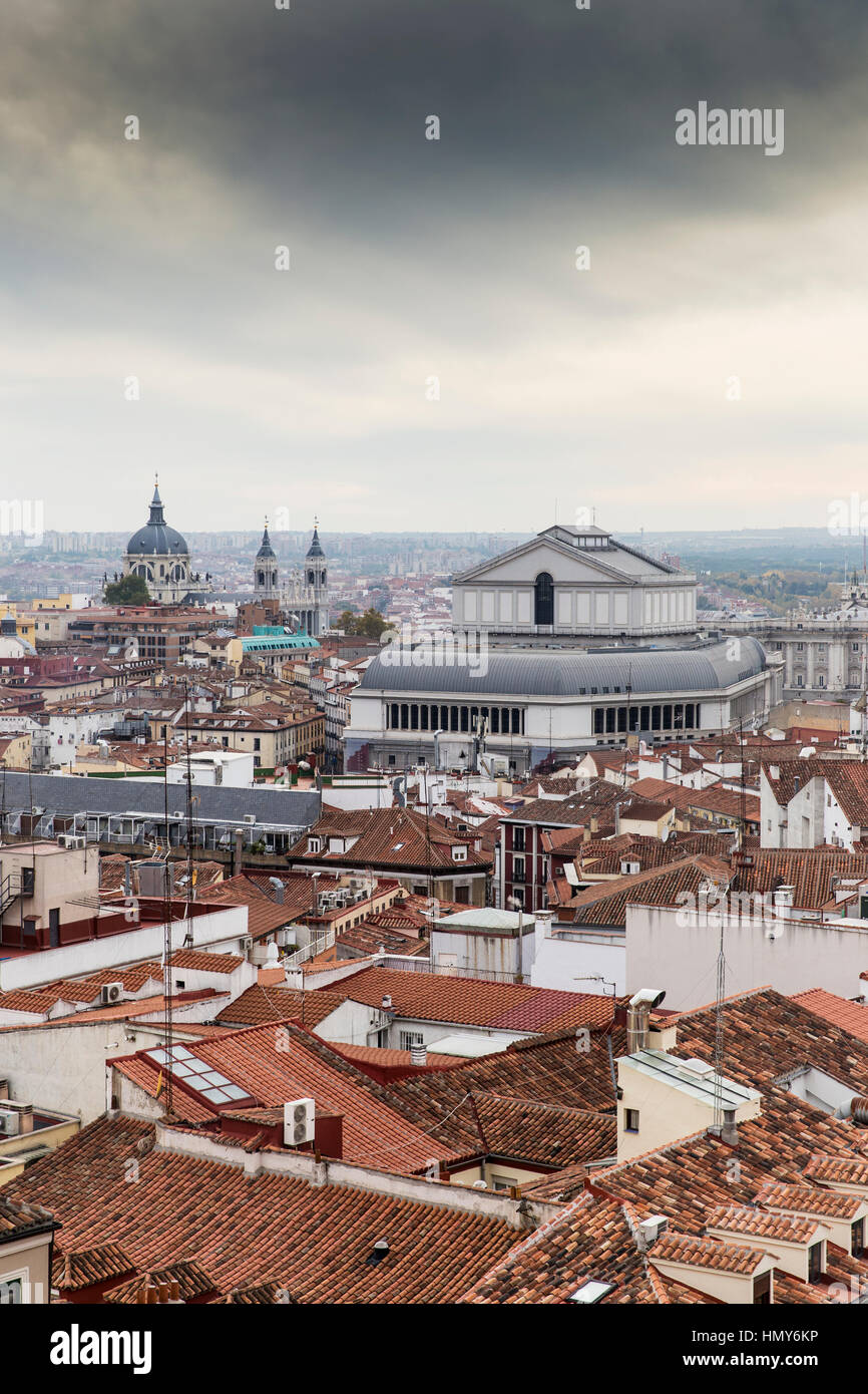 Madrid skyline and Opera building Stock Photo - Alamy