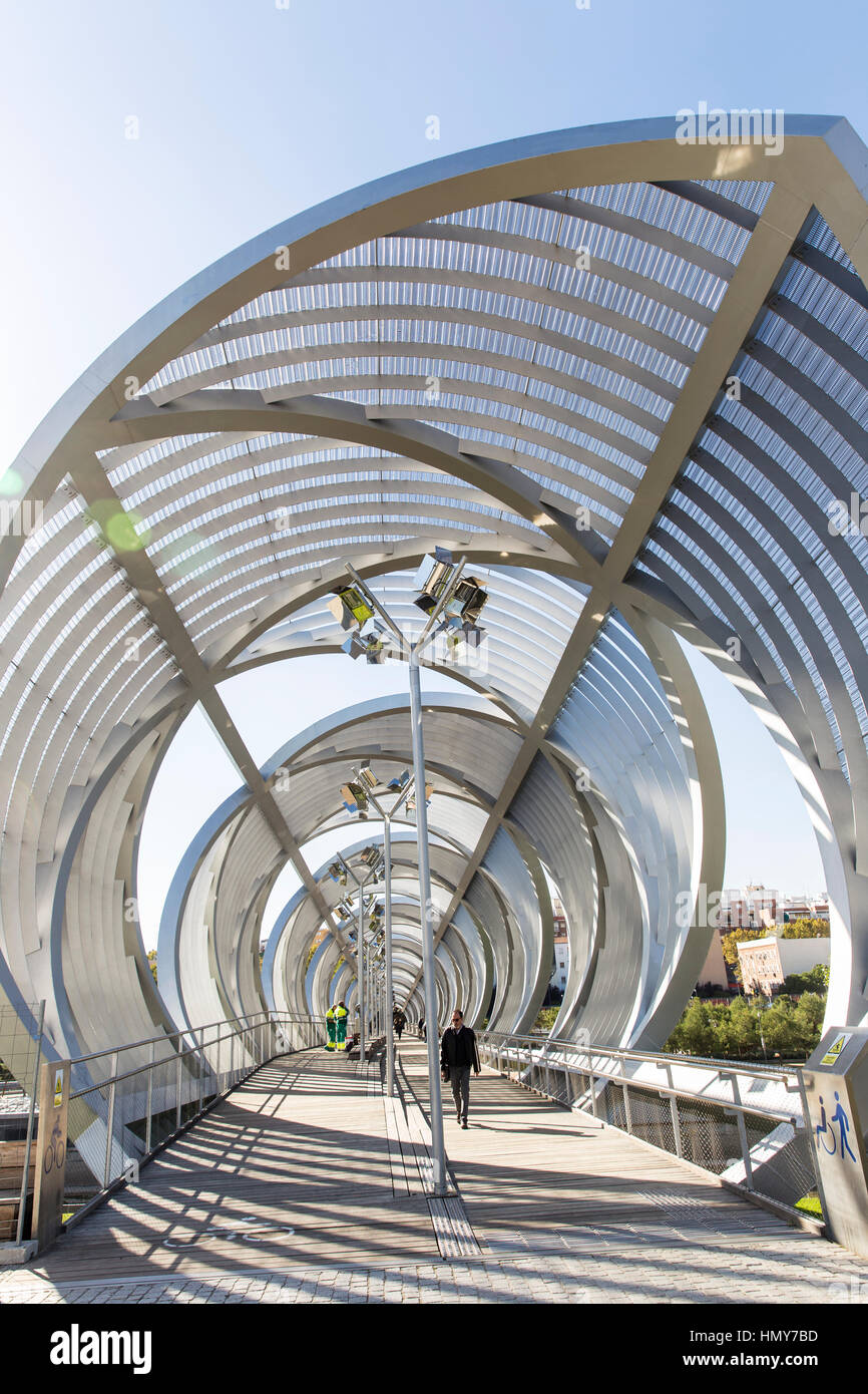 Perrault bridge in Madrid Rio, Madrid Stock Photo - Alamy