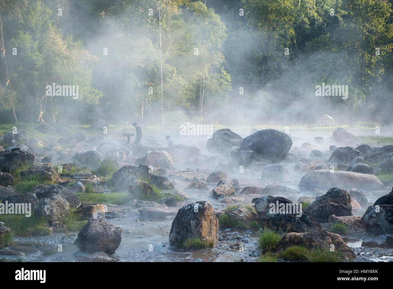 the hot springs in the nationalpark of Chae Son or Jaesorn north of the ...