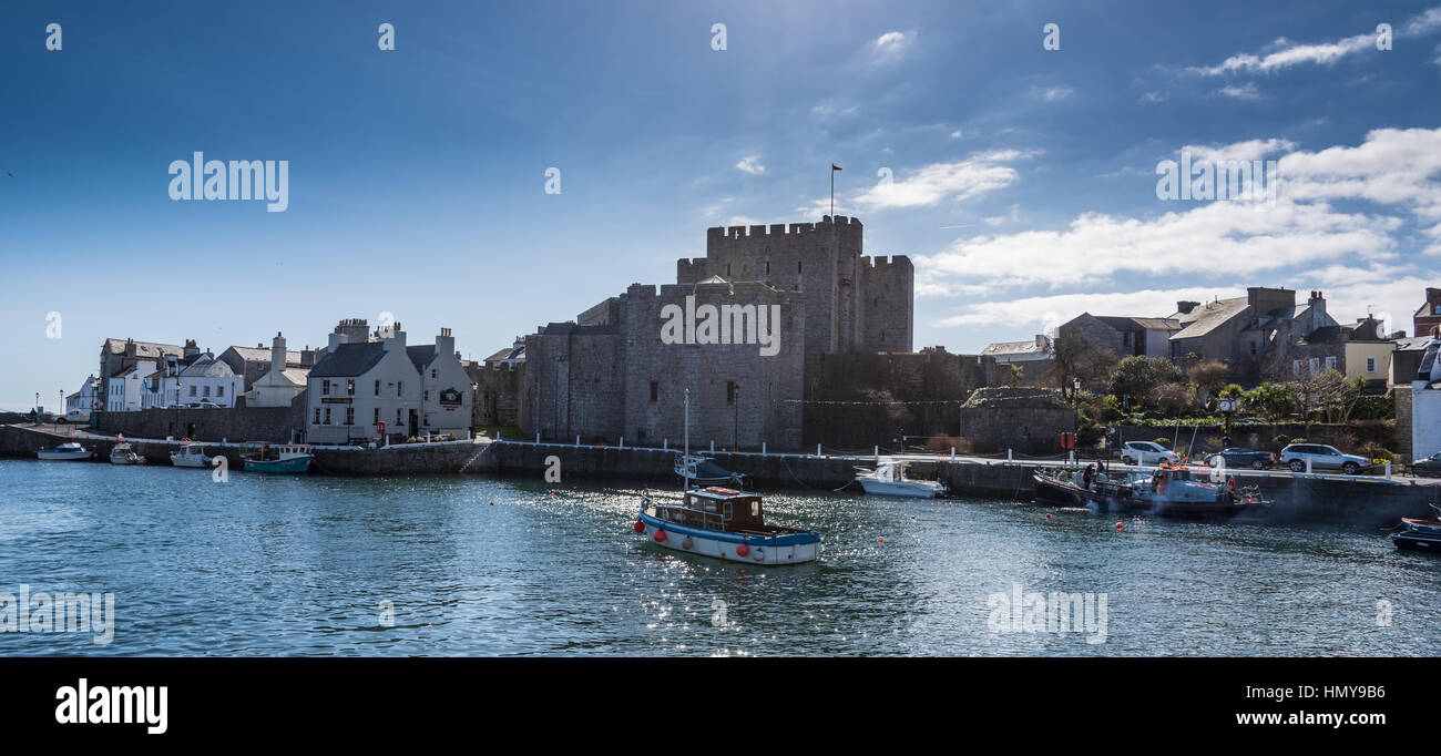 Castle Rushen & Middle harbour, Castletown, Isle of Man Stock Photo - Alamy