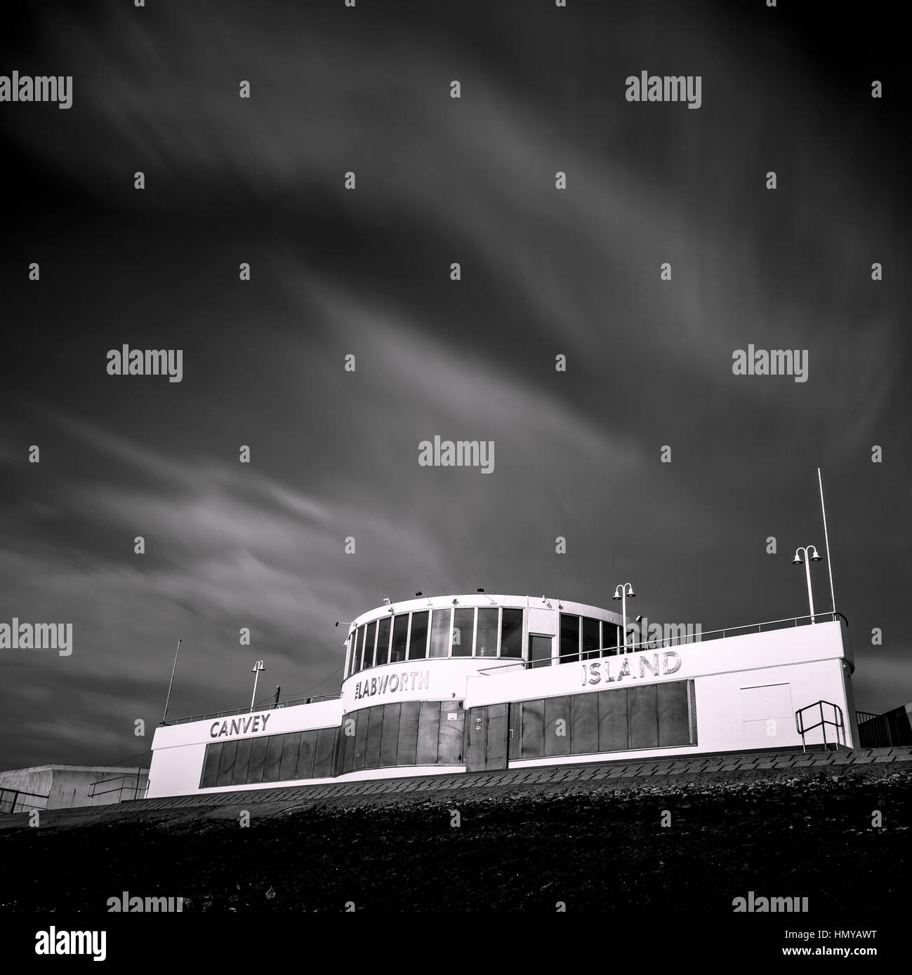 Monochrome Image of The Labworth Restaurant on the Sea Wall on Canvey ...