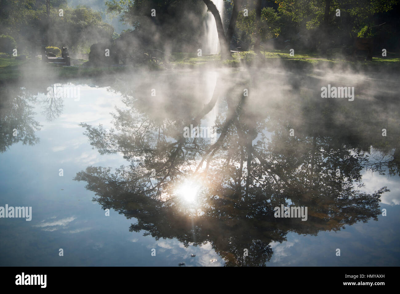 the hot springs in the nationalpark of Chae Son or Jaesorn north of the ...