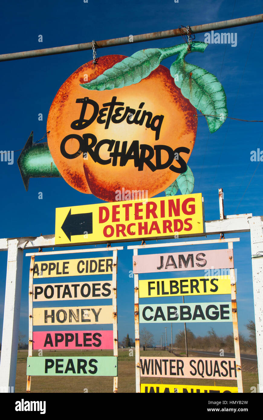 Detering Orchard sign, Linn County, Oregon Stock Photo - Alamy