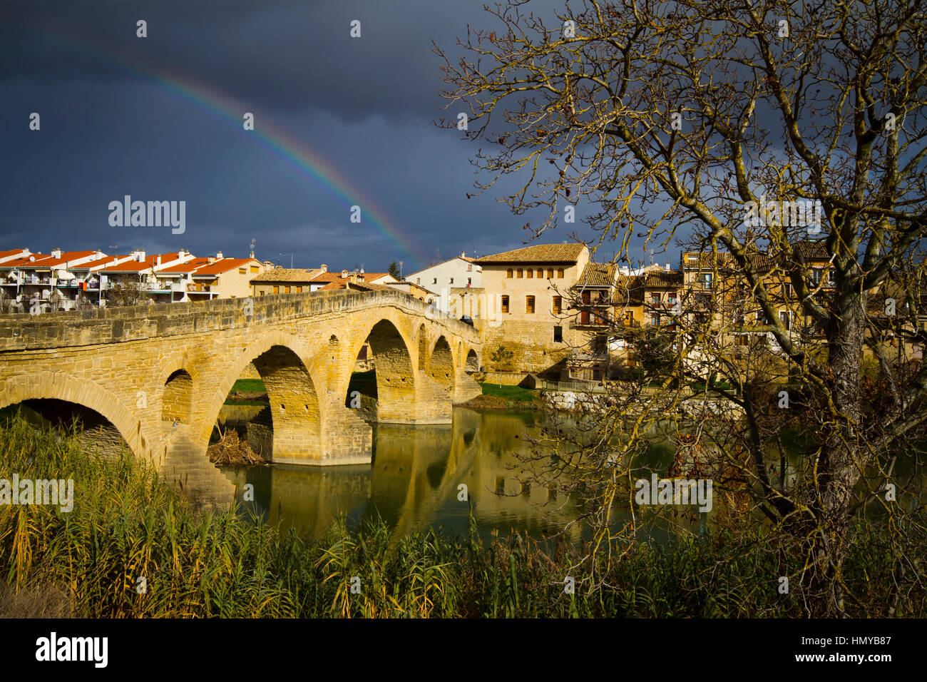Pilgrims Bridge. Puente la Reina. Navarre, Spain Stock Photo - Alamy