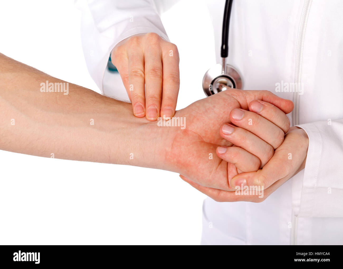 Doctor is looking at the patient's heart rate Stock Photo - Alamy