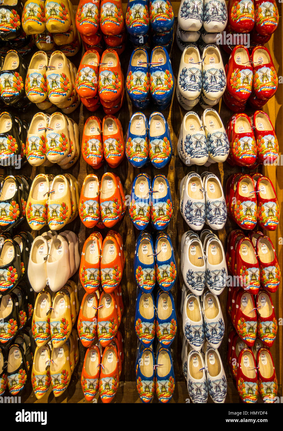 Dutch wooden clogs in bright colours Stock Photo - Alamy