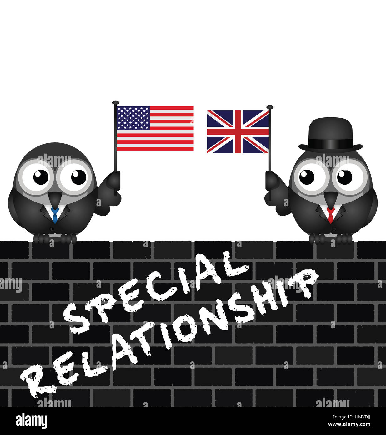 Representation of the USA UK special relationship with flag waving ...