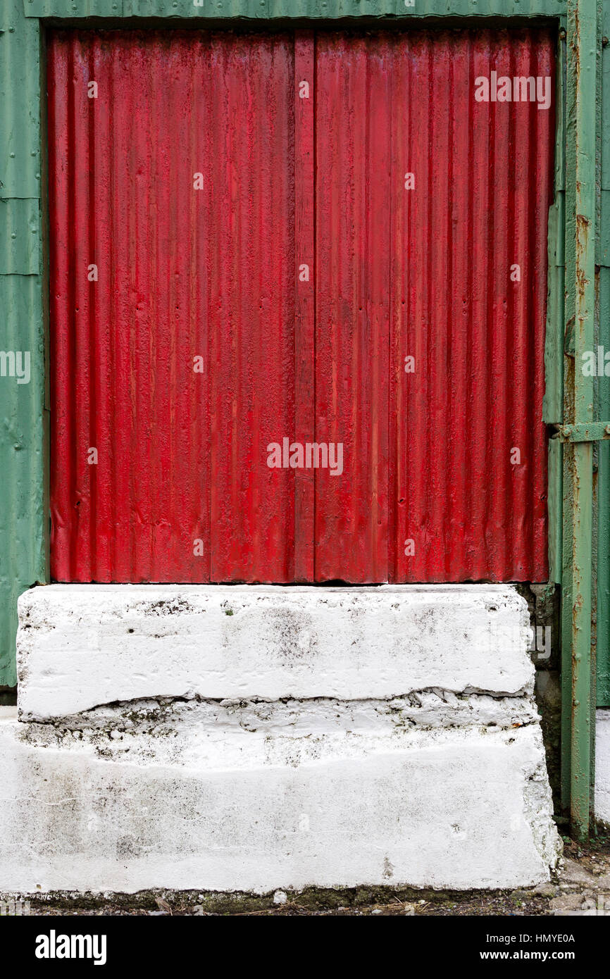 Corrugated metal sheets blocking opening in building Stock Photo - Alamy