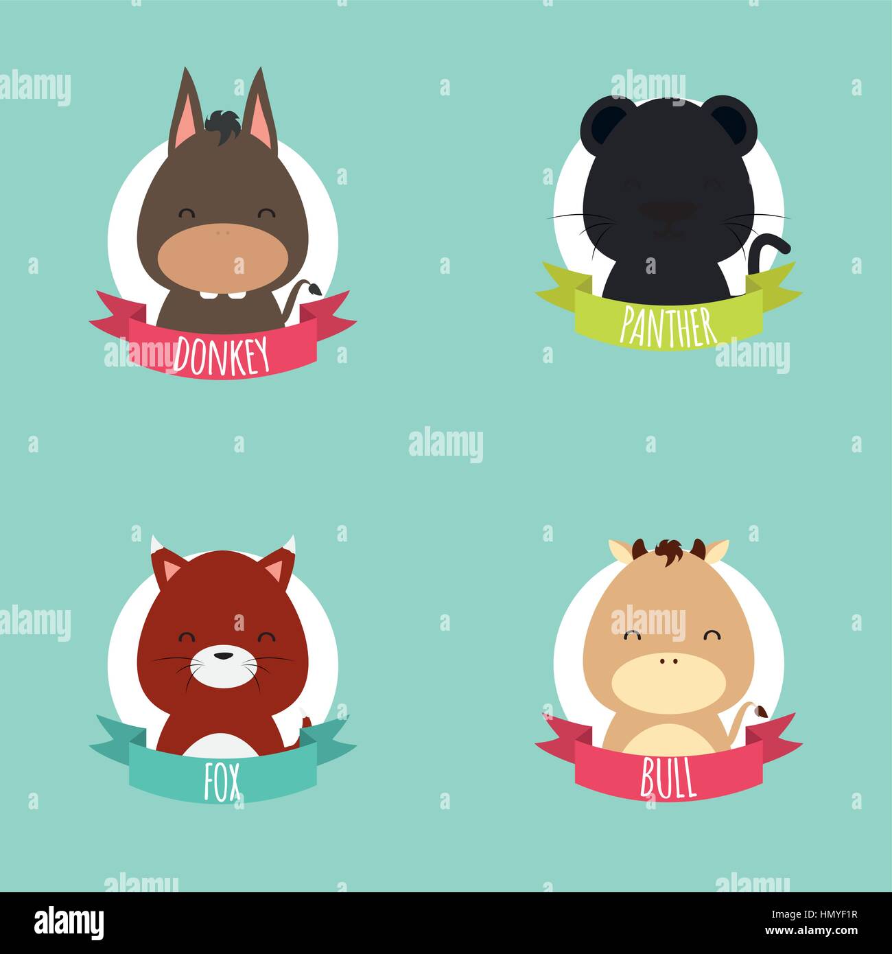 Cute Cartoon animals Stock Vector Image & Art - Alamy