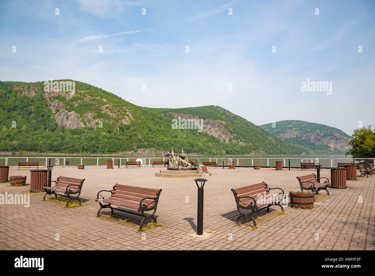Summer view of water front park in Cold Spring, New York, located about ...