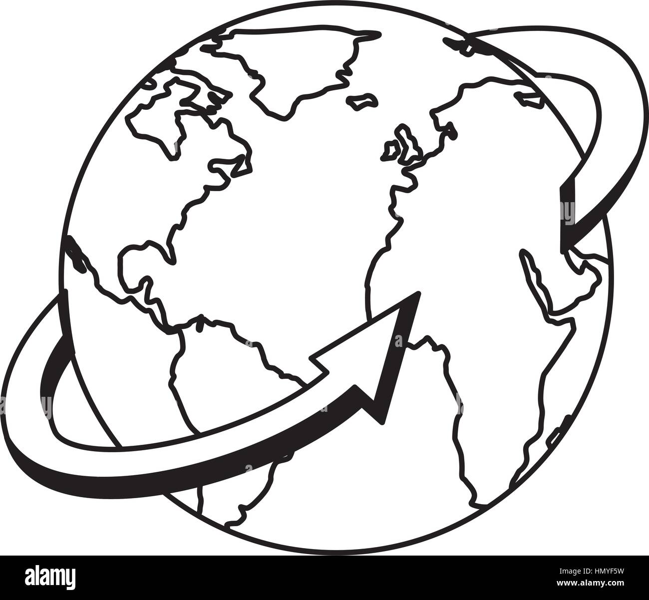 world planet earth with arrow icon vector illustration design Stock ...
