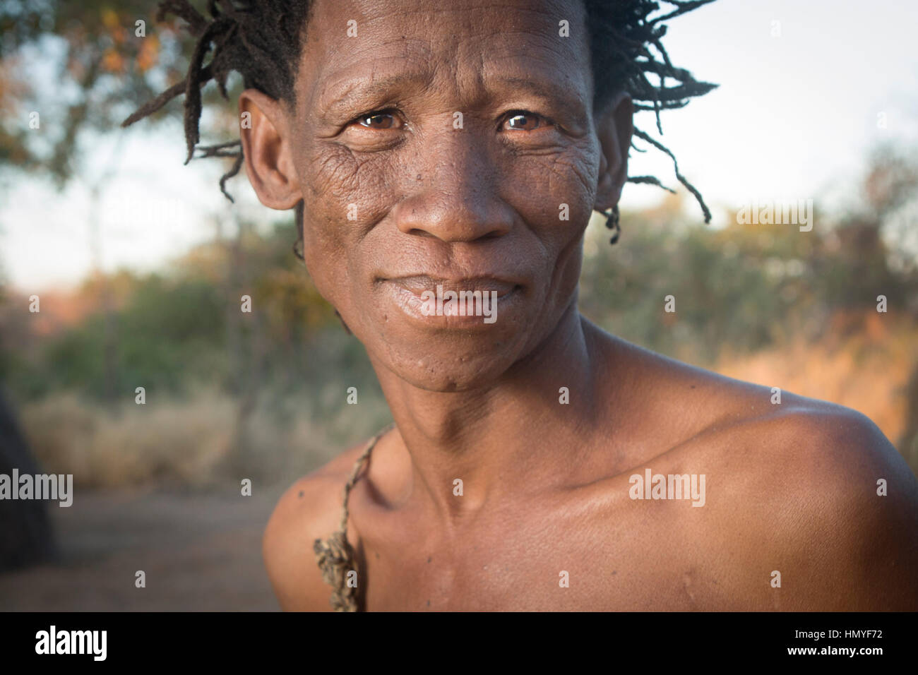 Portrait of a San Bushman Stock Photo - Alamy